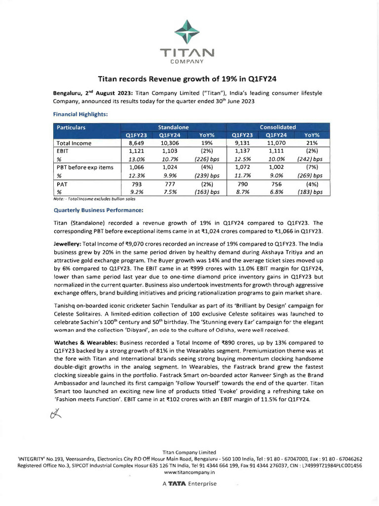 Q1FY24 Financial Results | PDF