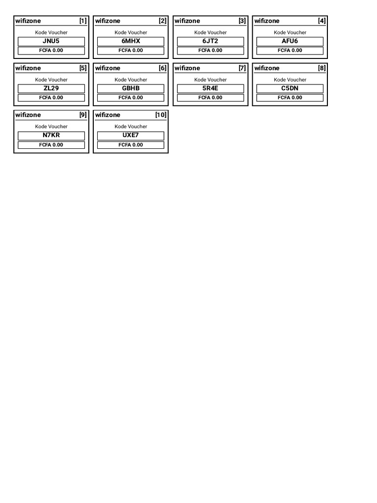 WiFi Voucher Codes List | PDF