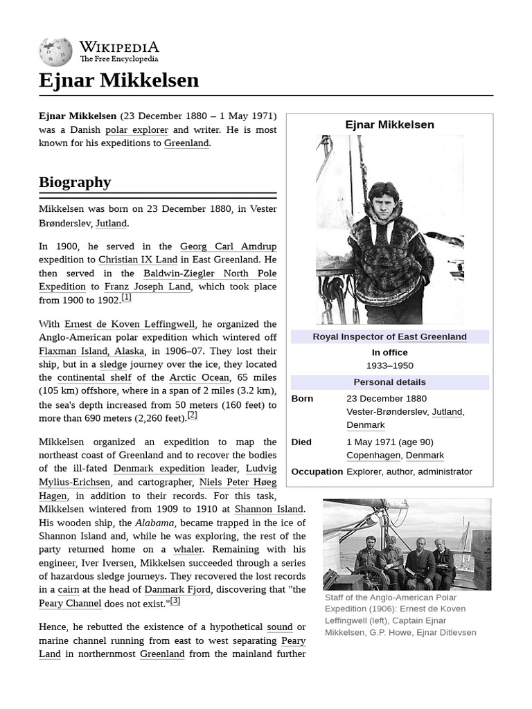 Ejnar Mikkelsen | PDF | Polar Explorers | Arctic