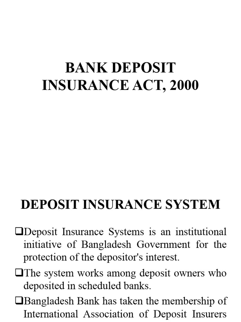 Bangladesh Bank Deposit Insurance Act 2000 | PDF | Deposit Insurance ...