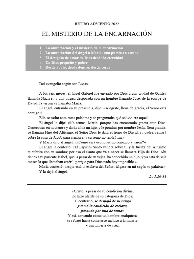 Esquema RETIRO ADVIENTO 2022 | PDF | María, madre de Jesús | Teología