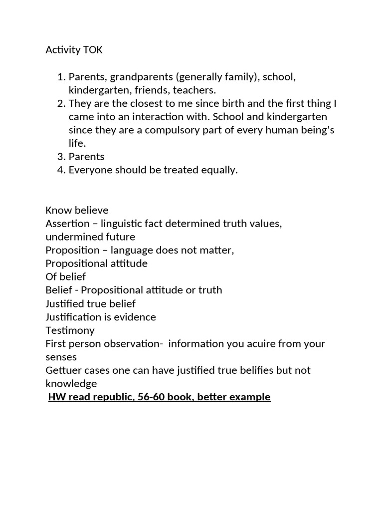 TOK Activity | PDF