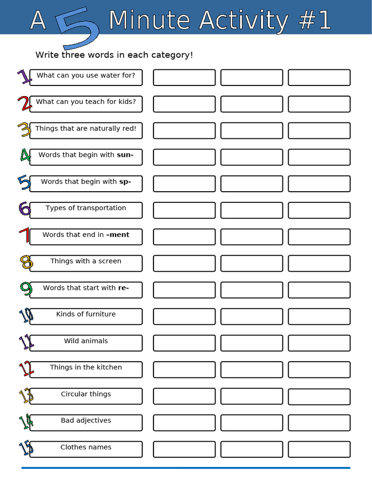 5 Minutes Activity | PDF