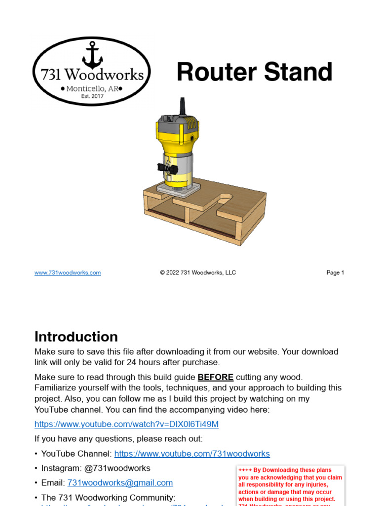 Router Stand Build Guide | PDF | Woodworking | Wood