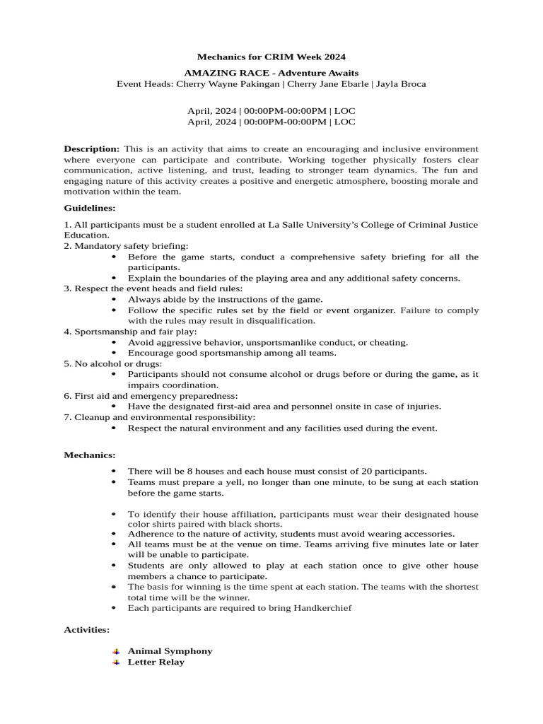 AMAZING RACE Adventure Awaits (2.0) | PDF