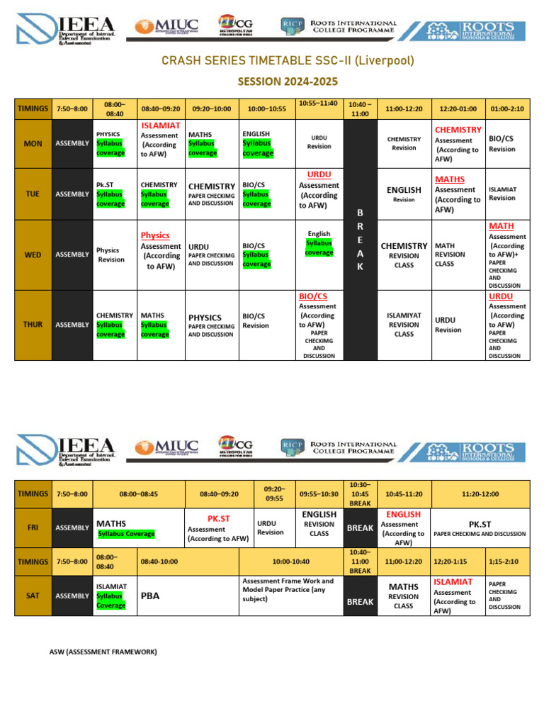 SSC Timetable 2024-2025 Overview | PDF | Physical Sciences | Natural Sciences