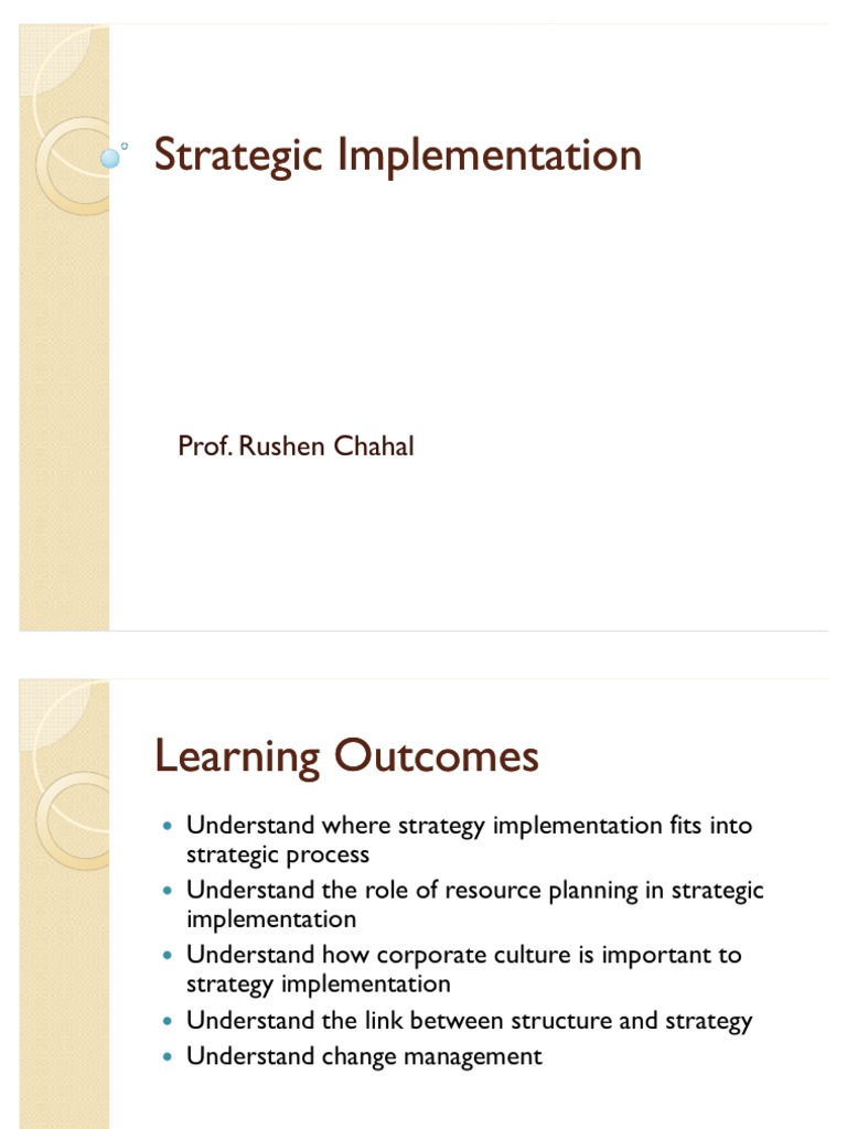 Strategic Implementation | PDF | Organizational Structure | Strategic ...