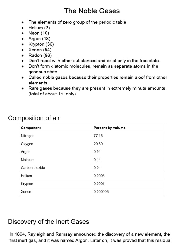 Lecture 8+9 - Noble Gases | PDF