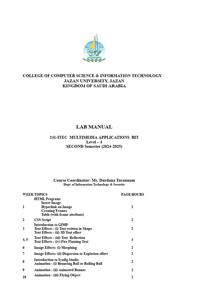 Lab Manual ITEC-241 | PDF | Html Element | Hyperlink