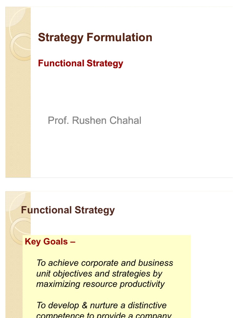Strategy Formulation Functional Strategy | PDF | Strategic Management | Outsourcing