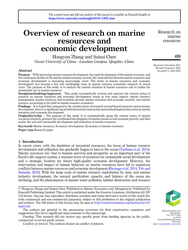 Marine Resources and Economic Development Insights | PDF | Production ...