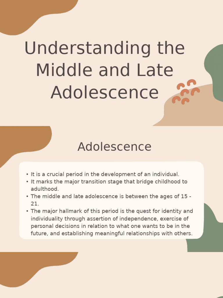Understanding The Middle and Late Adolescence | PDF | Adolescence | Puberty