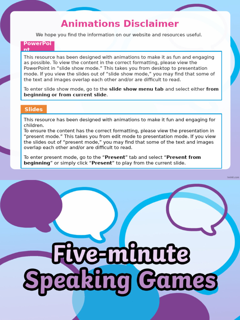 SPEAKING GAMES PPT | PDF | Microsoft Power Point