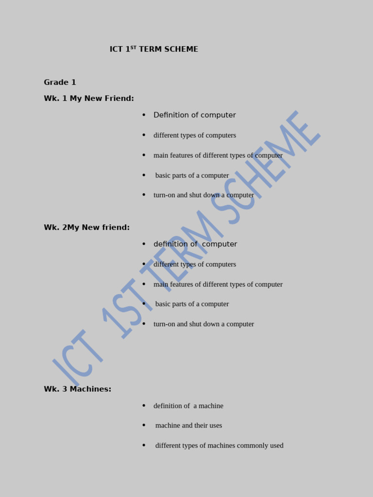 ICT Scheme 1st Term | PDF | Computer Hardware | Microsoft Word