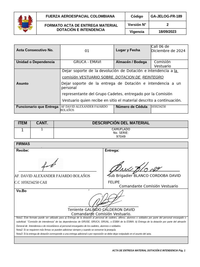Af David Alexander Fajardo | PDF | Organización militar | Militar