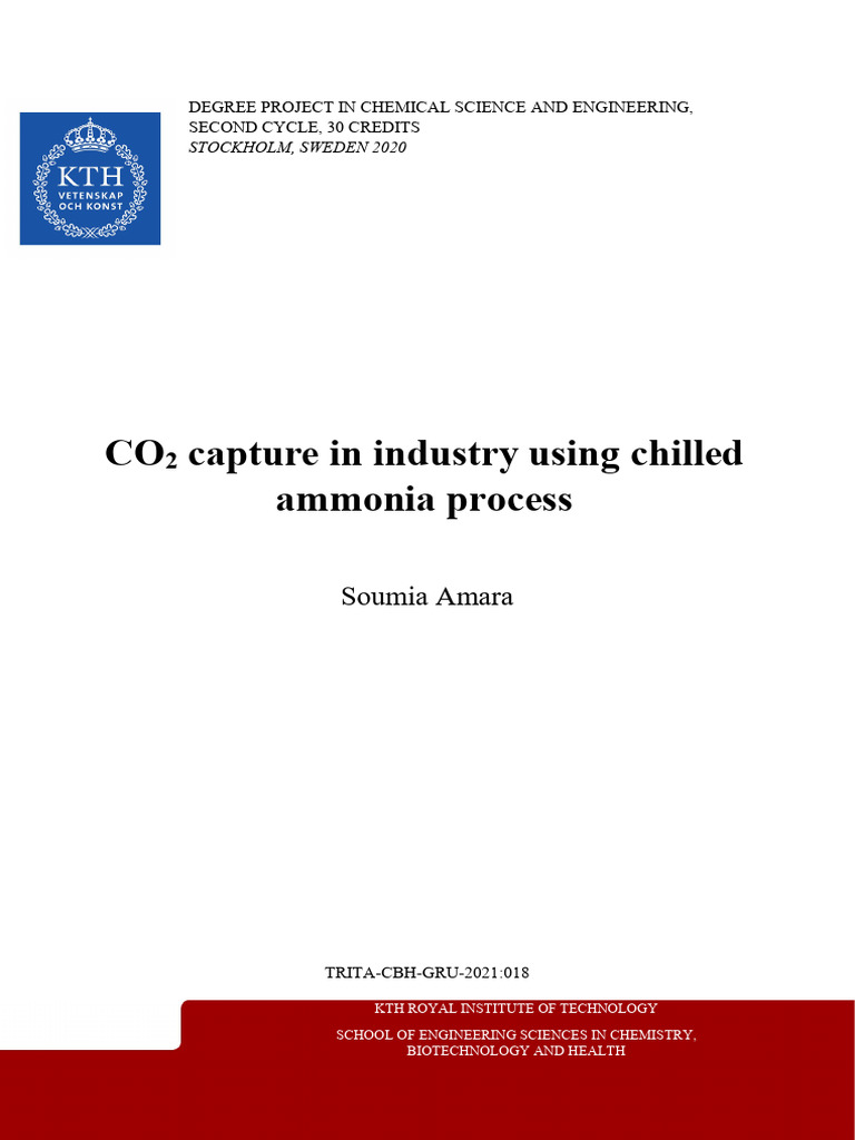 CO2 Capture in Industry Using Chilled Ammonia Process | PDF | Carbon ...