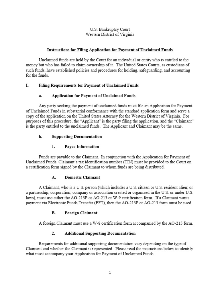 Unclaimed Funds Payment Application Guide | PDF | Identity Document ...