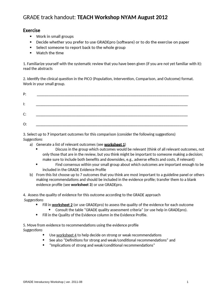 GRADE Worksheet sample | PDF | Effect Size | Evidence Based Medicine