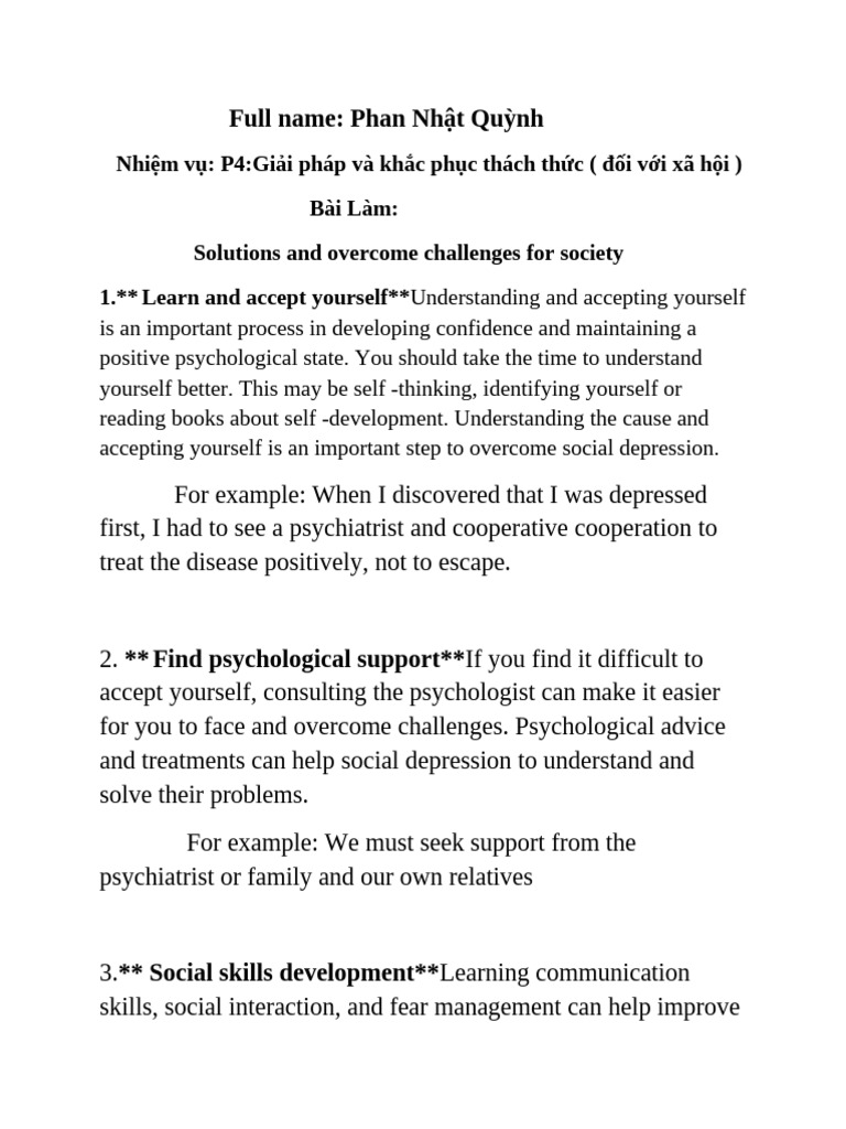 Giải Pháp Và Khắc Phục Bệnh Trầm Cảm Phan Nhat Quynh | PDF