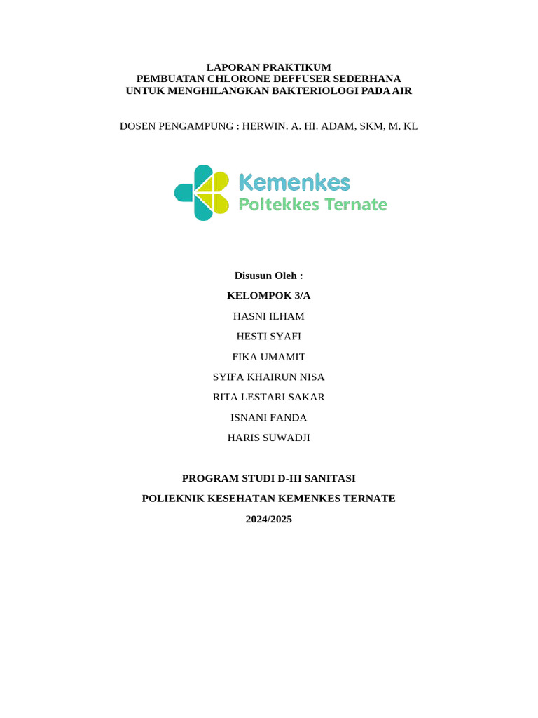 Pembuatan Chlorine Diffuser Sederhana | PDF