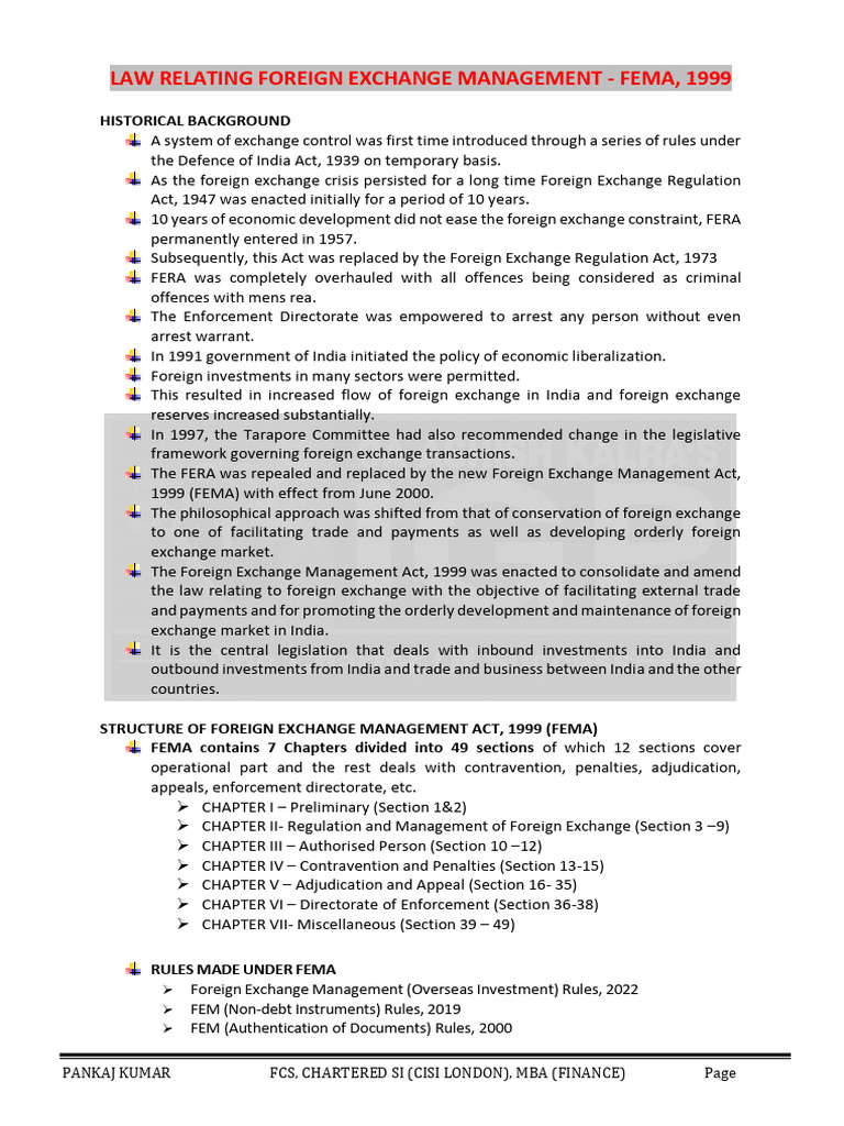 Overview of FEMA 1999 Regulations | PDF | Business | Money