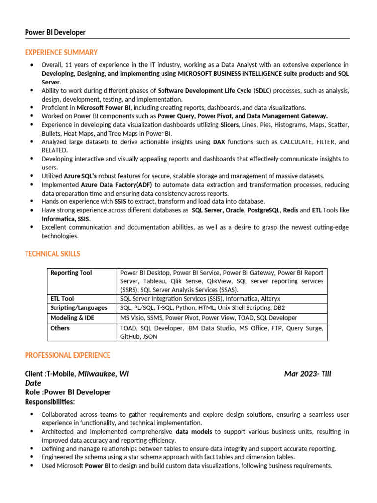 Resume 2 | PDF | Microsoft Sql Server | Sql