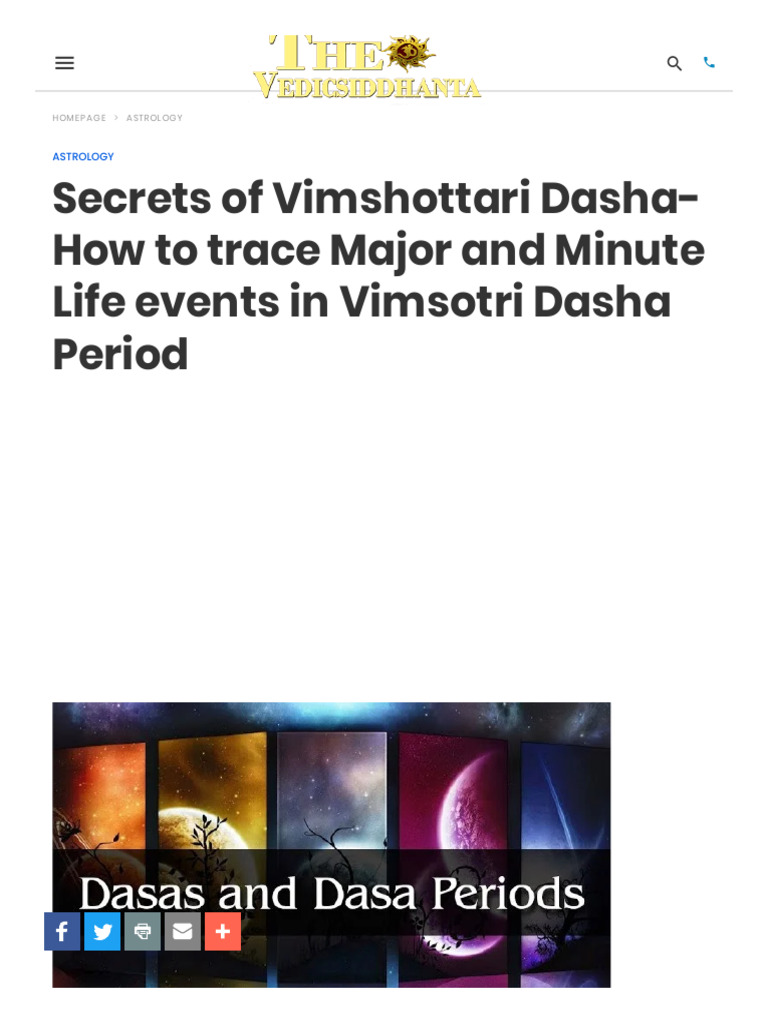 Secrets of Vimshottari Dasha How To Trace Major and Minute Life Events in Vimsotri Dasha Period ...