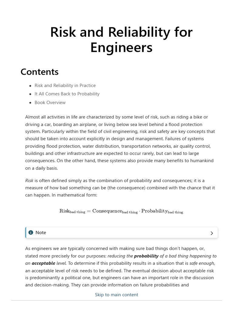 Risk and Reliability For Engineers - Risk and Reliability For Engineers | PDF | Risk ...