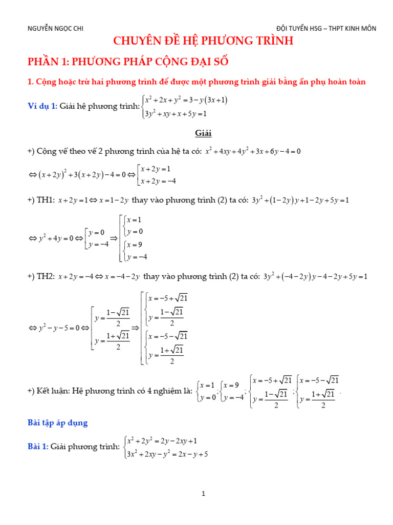 Chuyên đề HPT | PDF