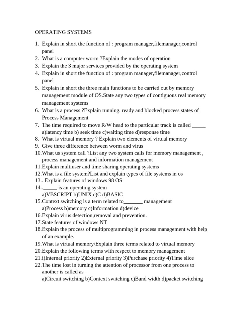 OPERATING SYSTEM | PDF | Operating System | Process (Computing) OPERATING SYSTEM | PDF | Operating System | Process (Computing)