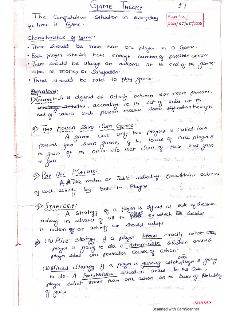 OR-Game Theory Notes | PDF