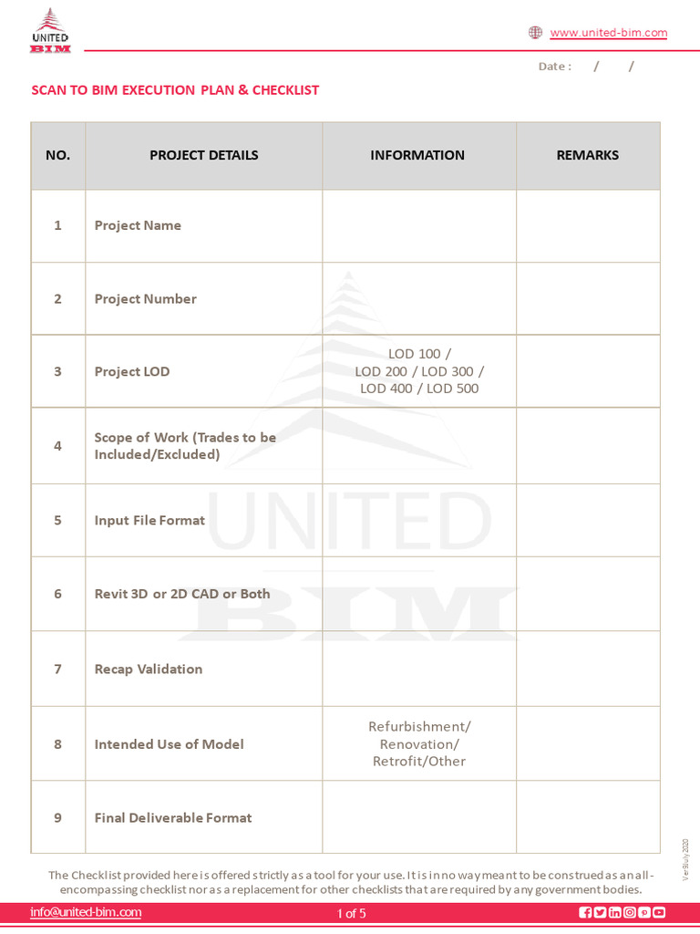 Scan to BIM Execution Checklist | PDF | Autodesk Revit | Plumbing