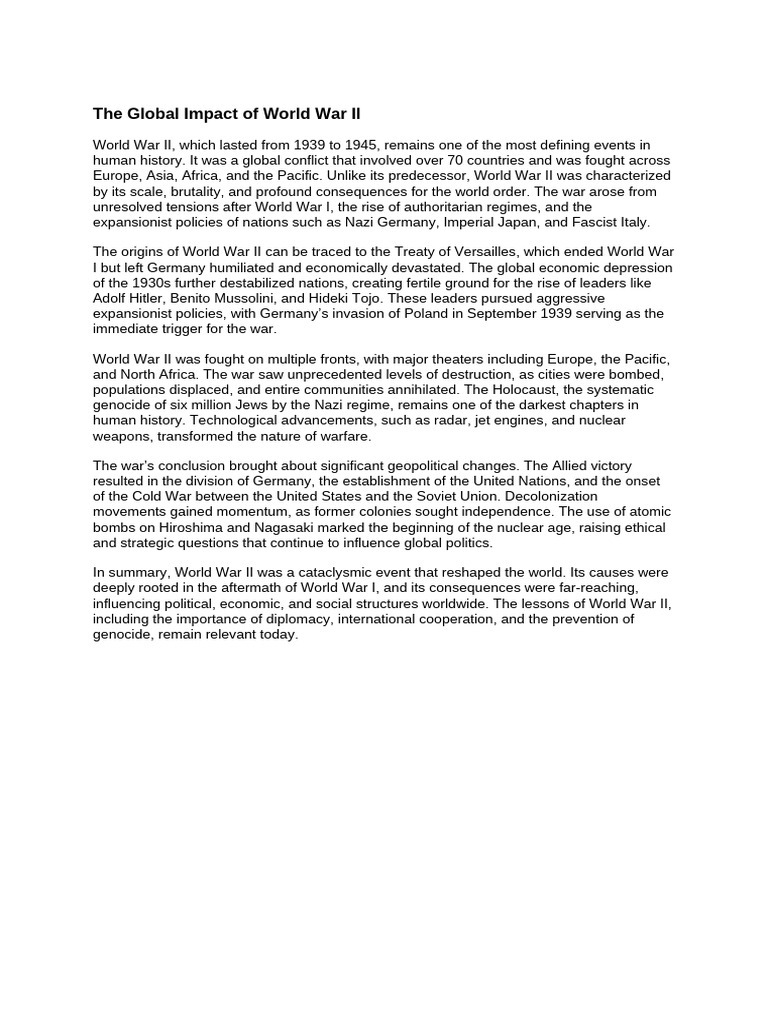 Global Impact of World War II Explained | PDF