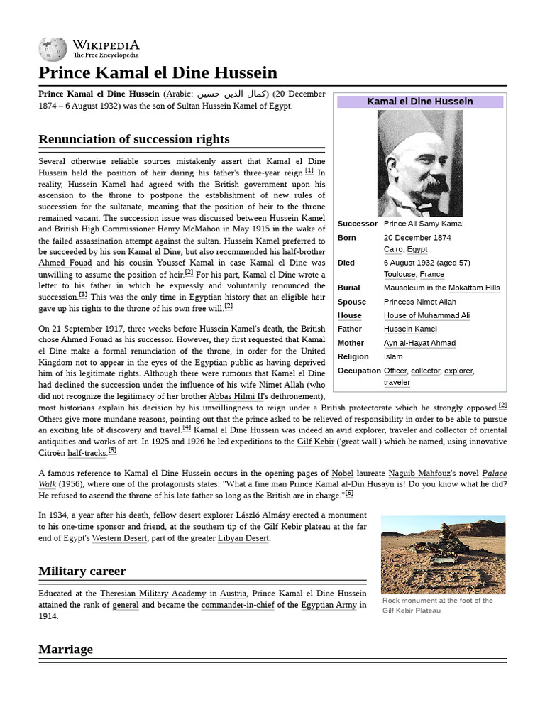 Prince Kamal El Dine Hussein | PDF | Egypt