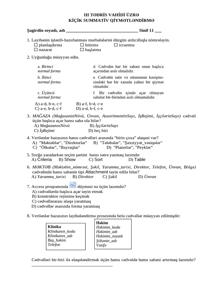 261 11 sinif-KSQ-3 | PDF