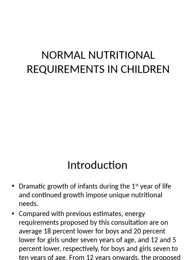 Nutritional Needs for Children 0-18 Years | PDF | Nutrients | Nutrition