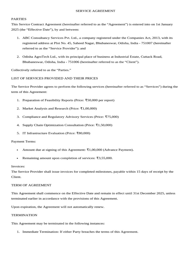SERVICE AGREEMENT | PDF | Arbitration | Business Law