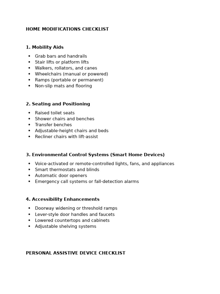 Home Modification Checklist | PDF