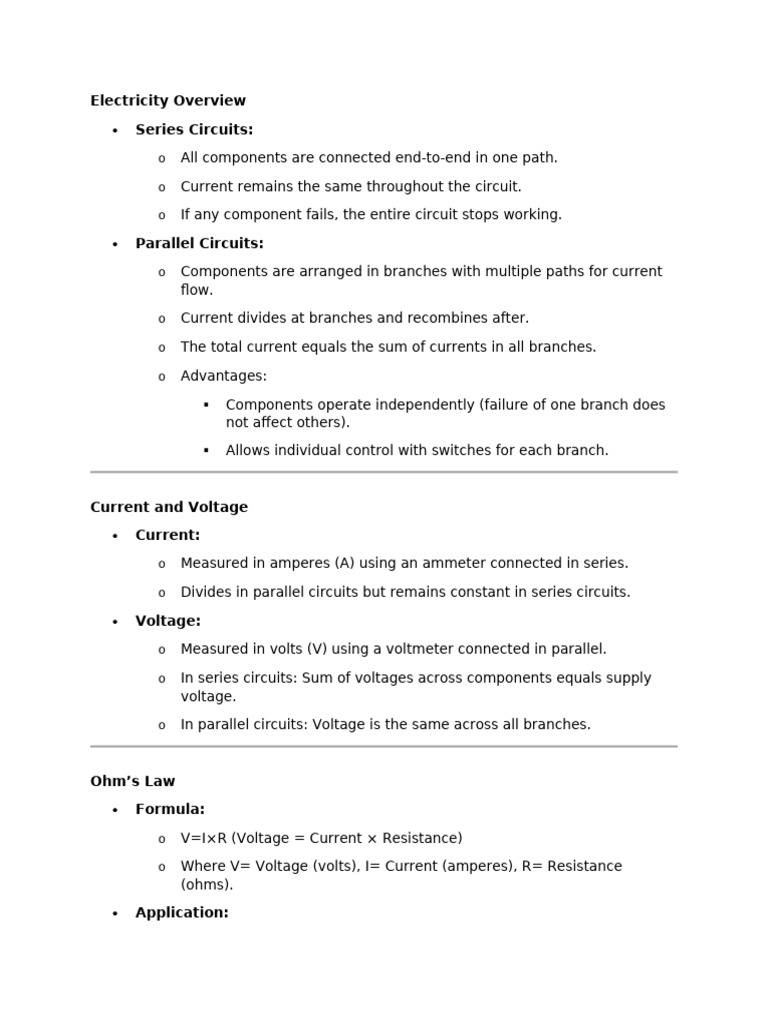 Electricity - Notes - Teams | PDF | Series And Parallel Circuits | Voltage