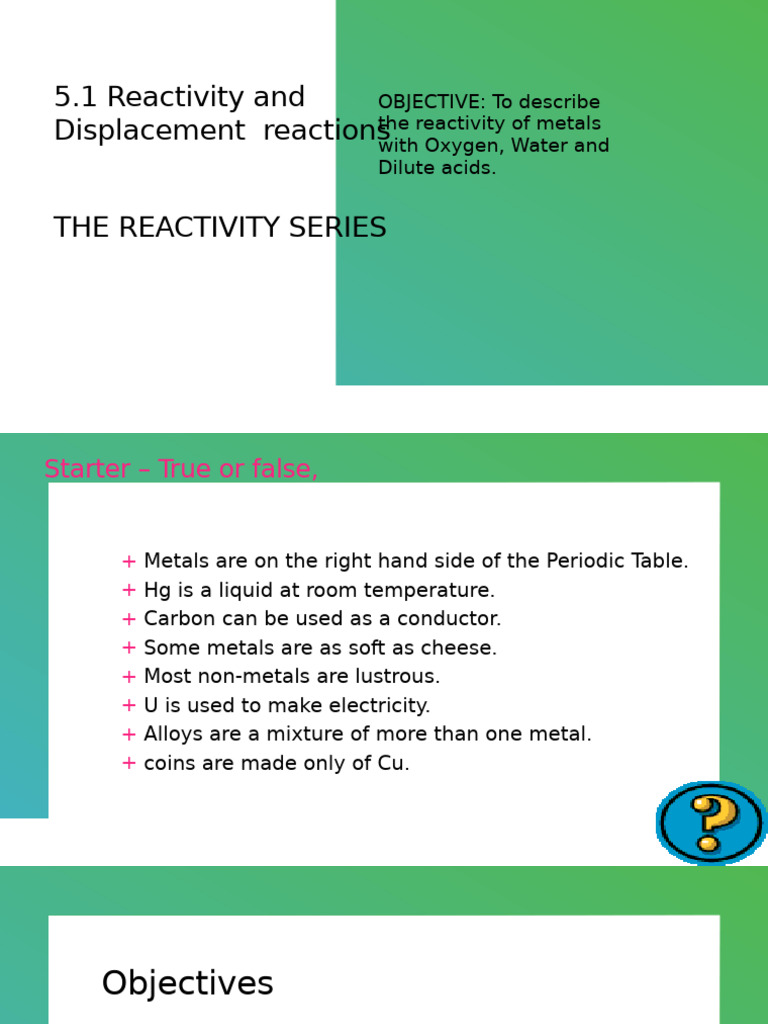 Understanding the Reactivity Series | PDF | Metals | Magnesium