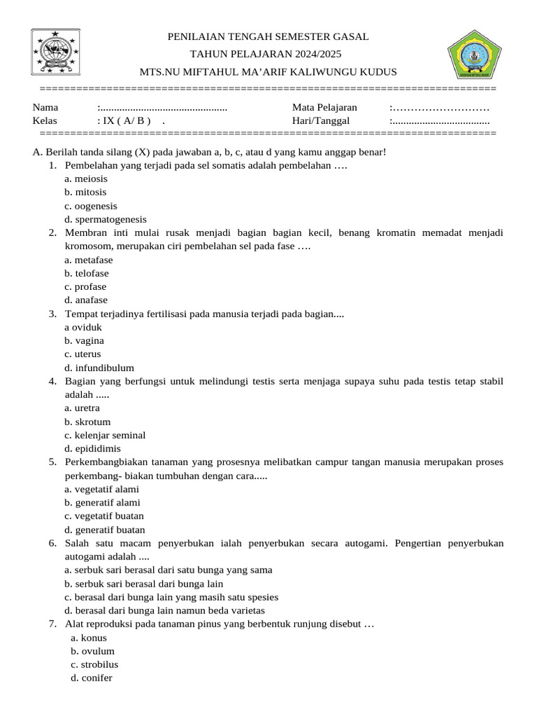 PTS IPA Kls 9 Ganjil 2024 | PDF