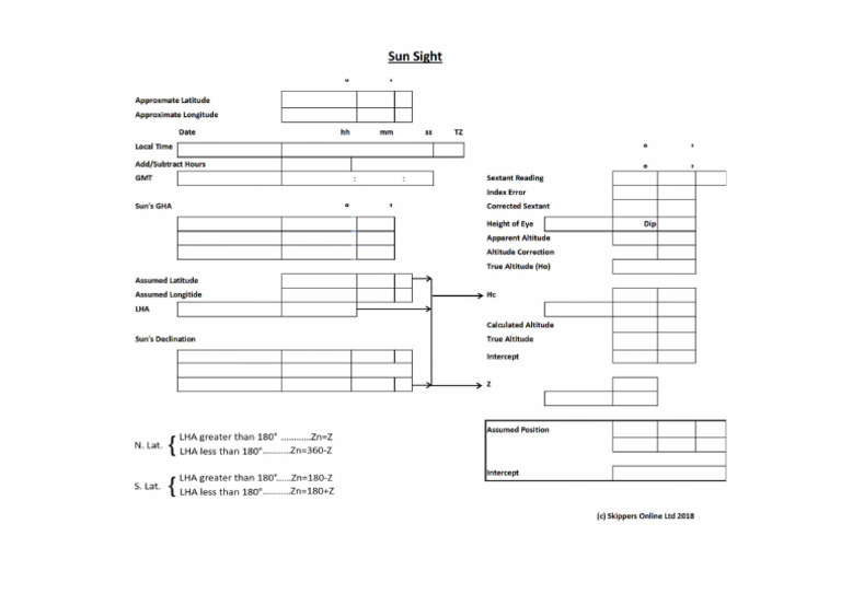 Sun Sight Proforma | PDF