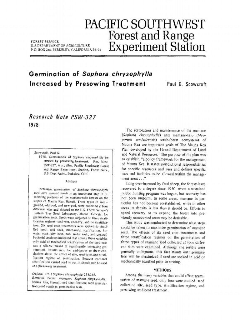 Enhancing Mamane Seed Germination | PDF | Seed | Sowing