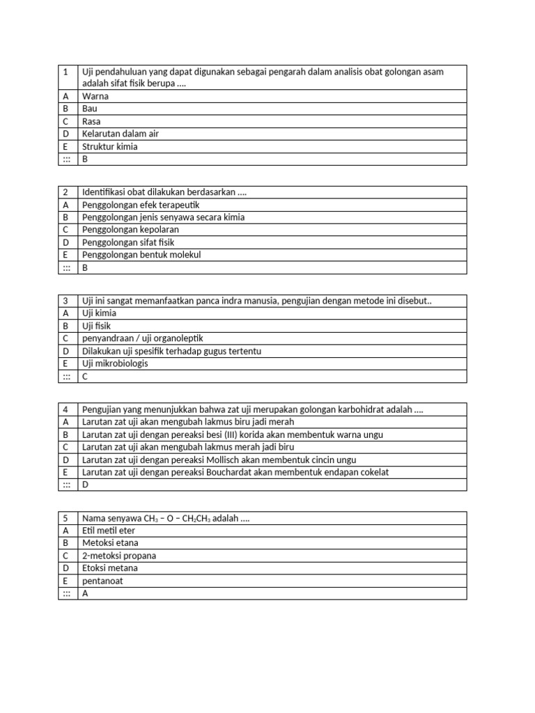 SOAL KF XII PTS GSL | PDF