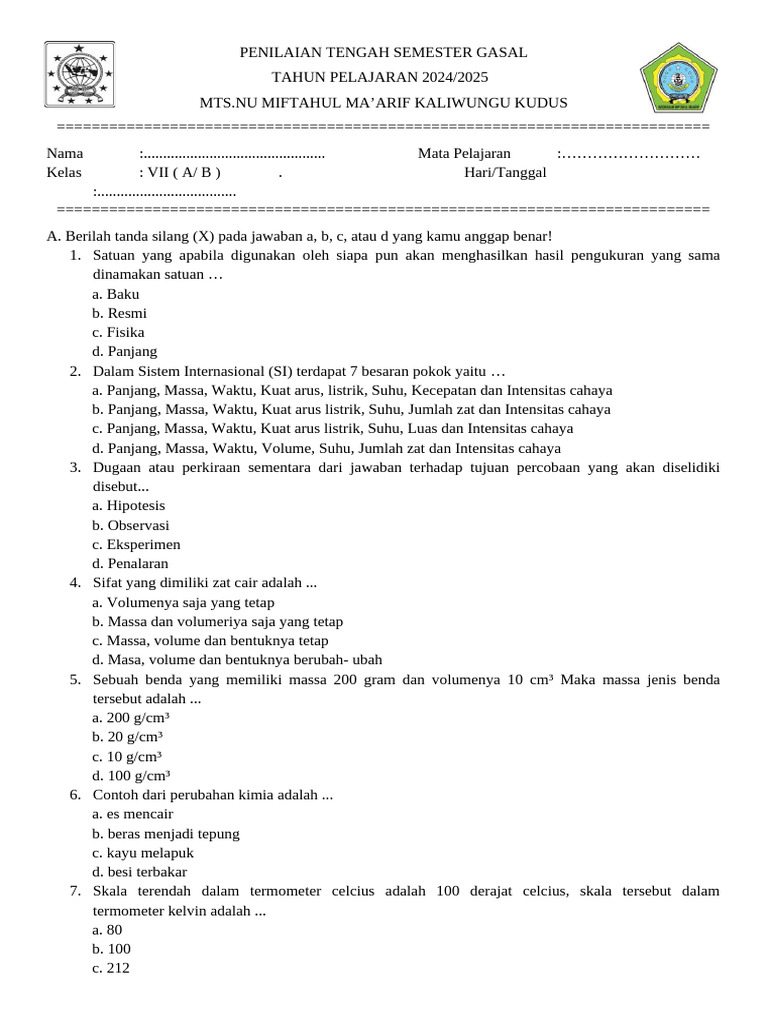 PTS IPA Kls 7 Ganjil 2024 | PDF