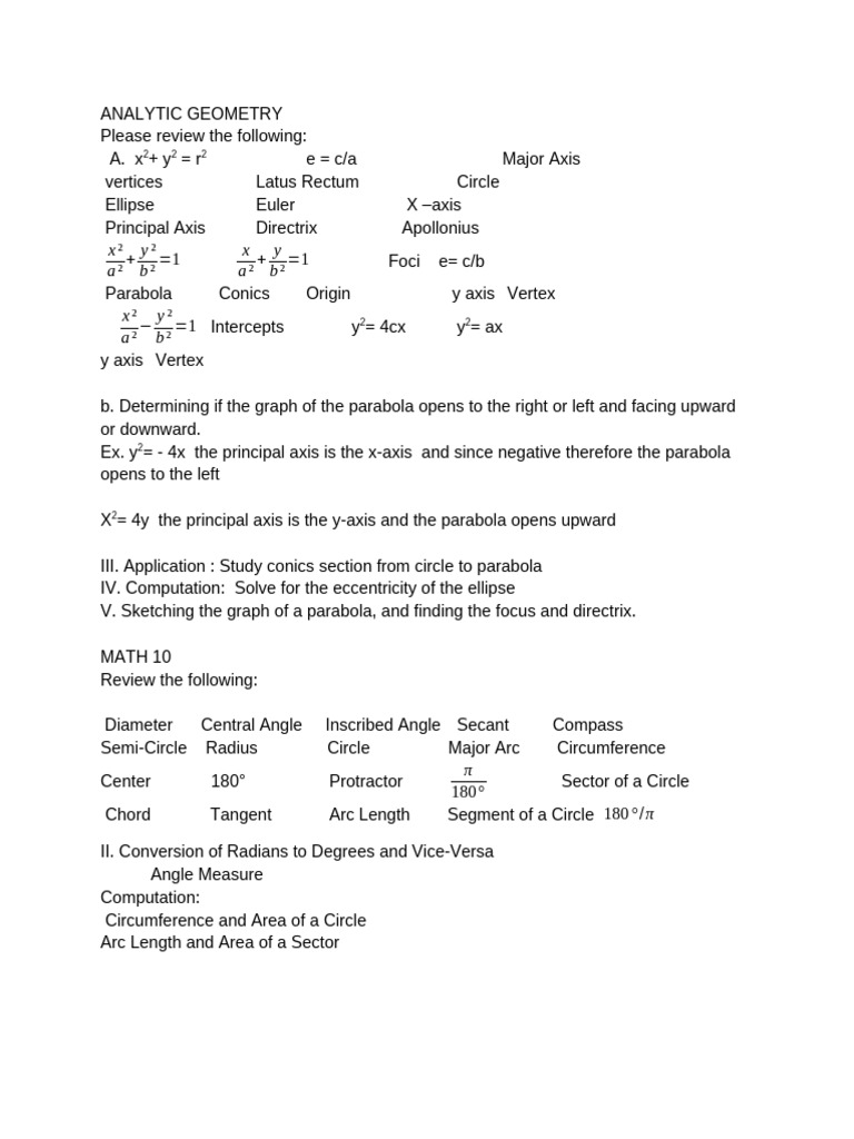 reviewer-Math-10-and-Anal-Geom-Third-grading (1) | PDF