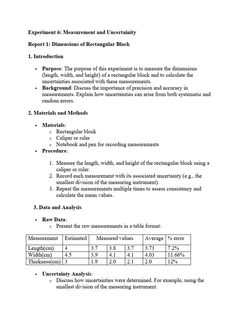lab report 2 | PDF | Uncertainty | Measurement