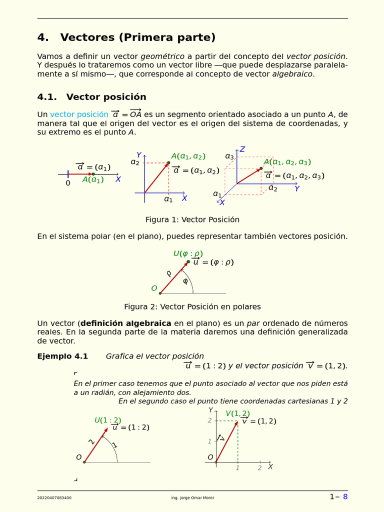 2204Vectores-1 | PDF | Vector Euclidiano | Sistema coordinado