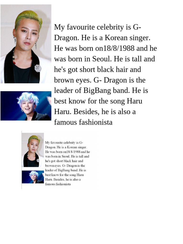 My Favourite Celebrity Is G | PDF