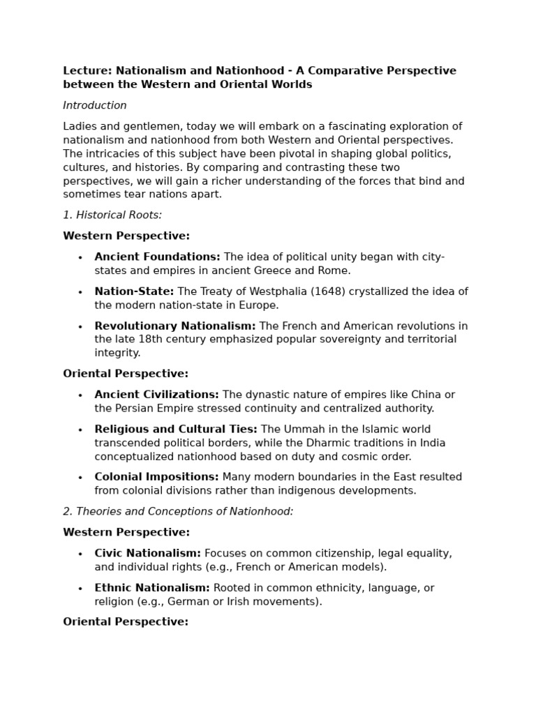Nationalism: Western vs. Oriental Views | PDF | Nationalism | Nation